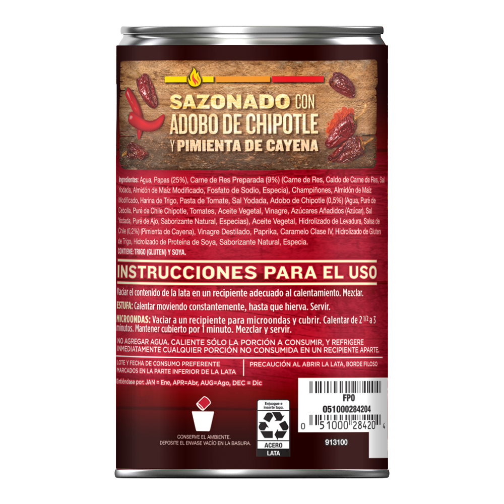 Chunky Picante - Carne de res con papas y chile chipotle - Campbell's ...