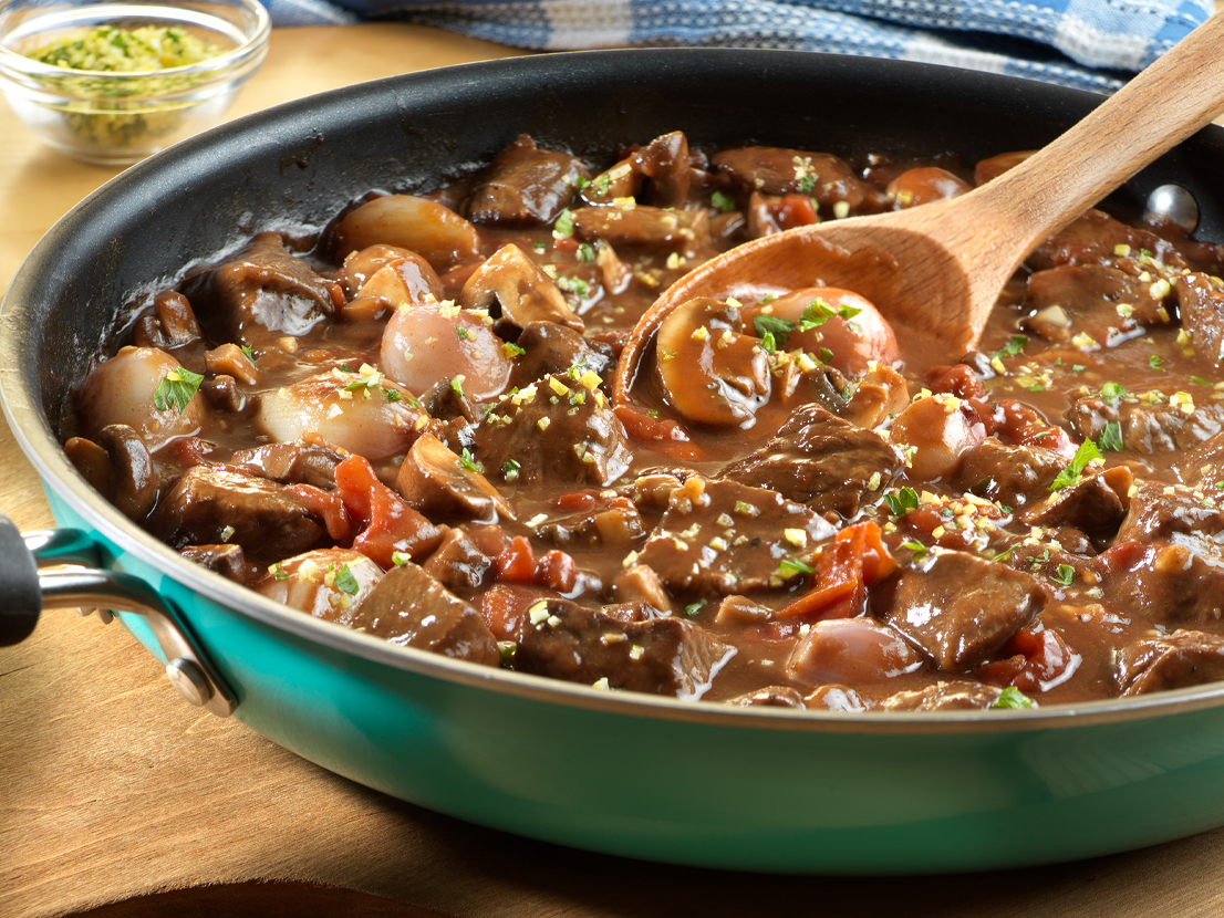 Braised Beef with Shallots and Mushrooms | Swanson® Recipes