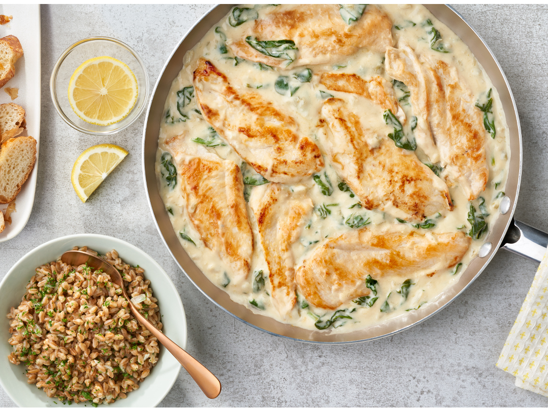Healthy Lemon Chicken Scallopini with Spinach | Swanson®