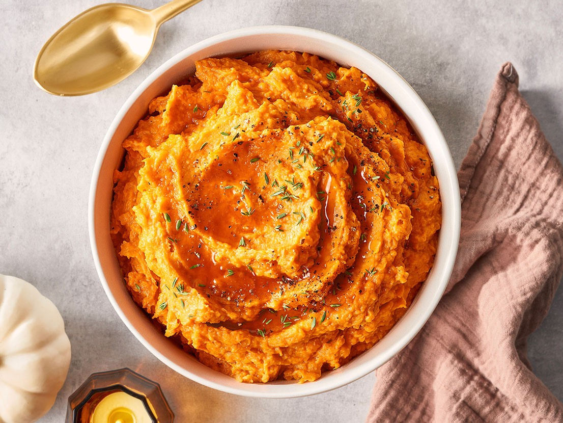 Hot Honey Mashed Sweet Potatoes | Campbell’s® Recipes